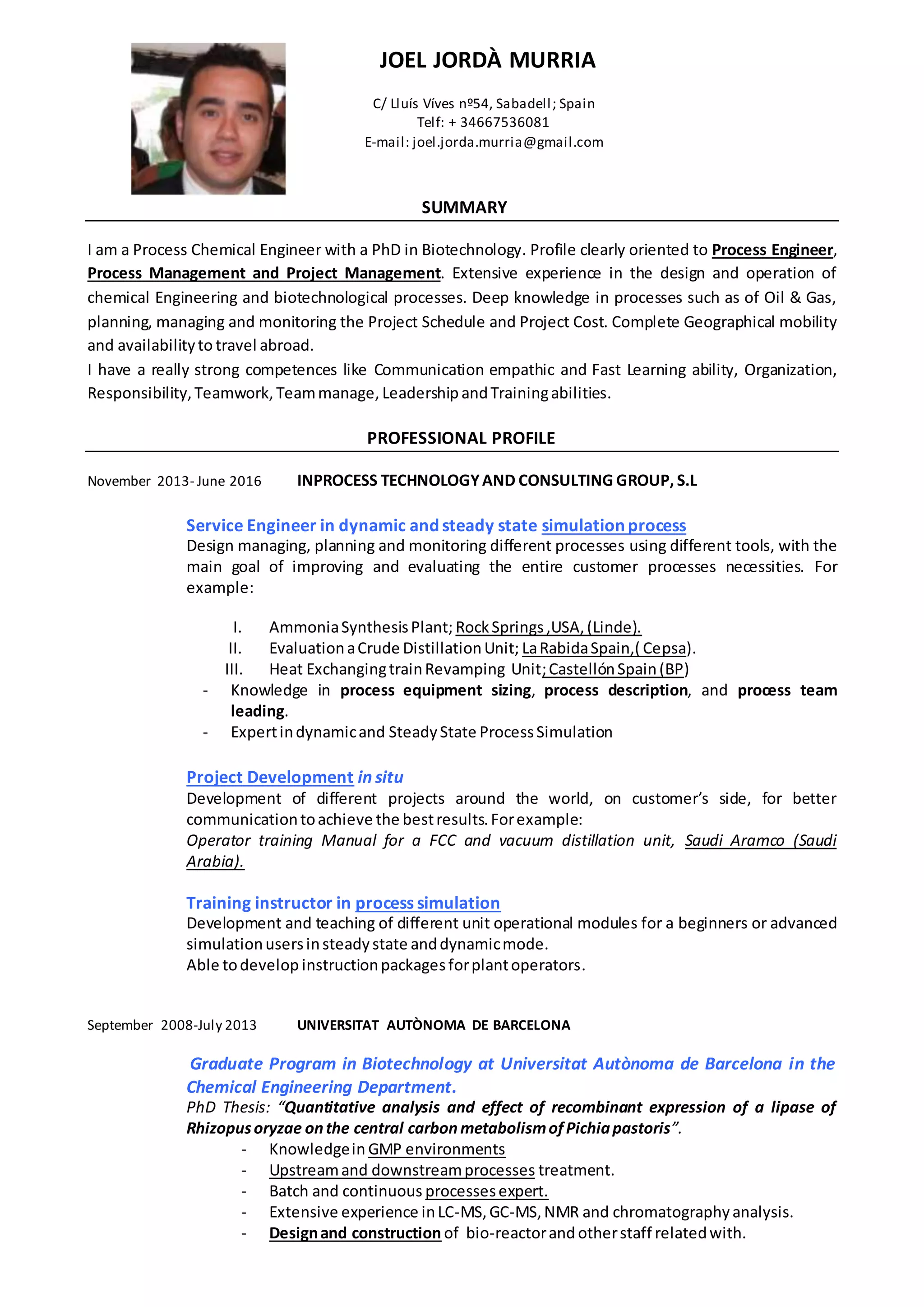 JOEL JORDÀ MURRIA_1 | DOCX | Professional School | Postgraduate Education