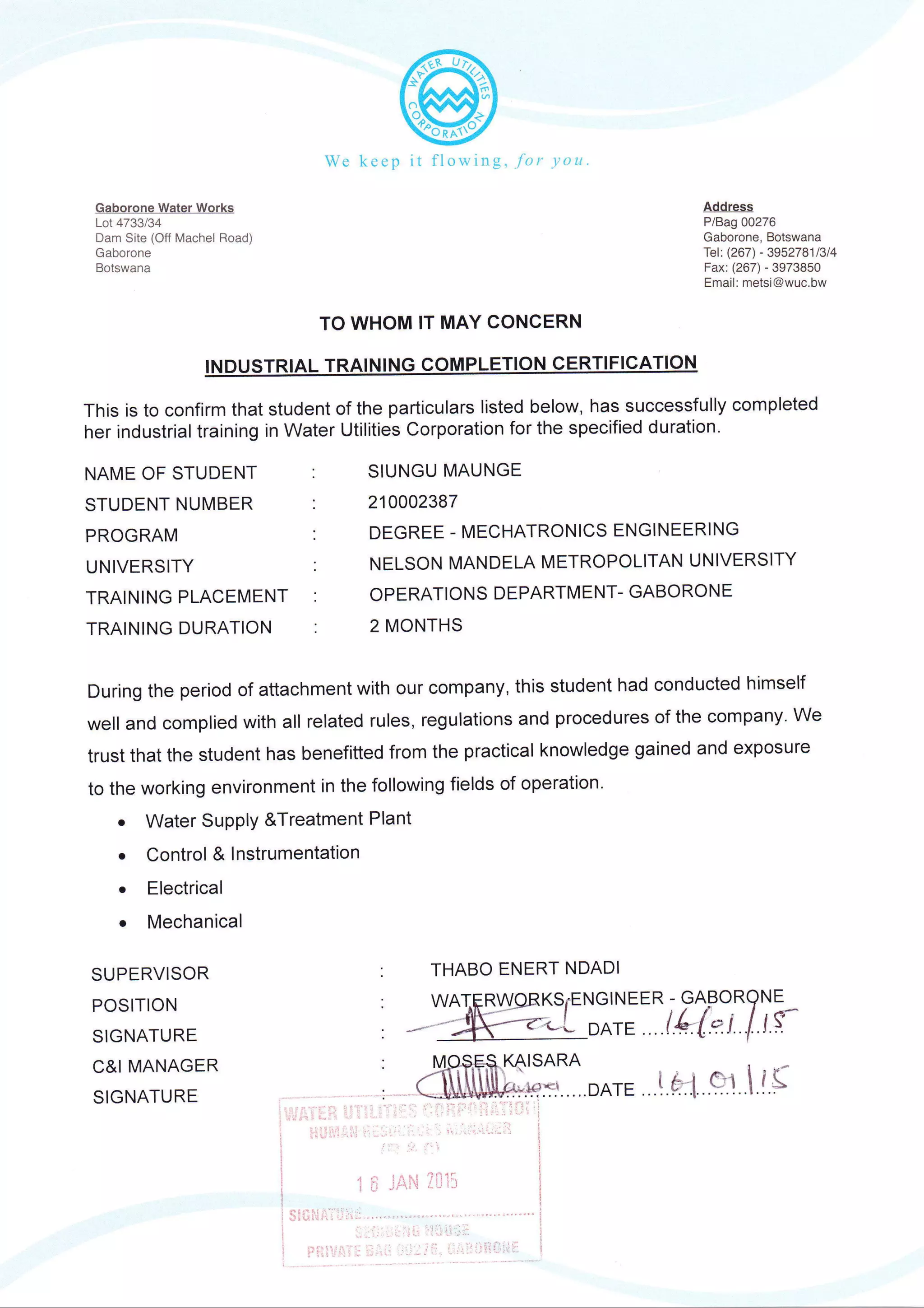 Certificates References Water Utilities_NEW | PDF