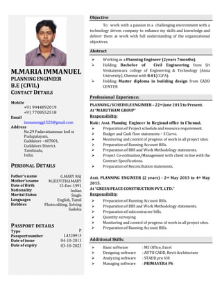 planning Engg updated Resume | DOCX
