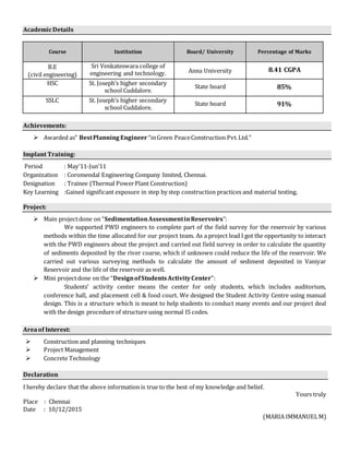 planning Engg updated Resume | DOCX