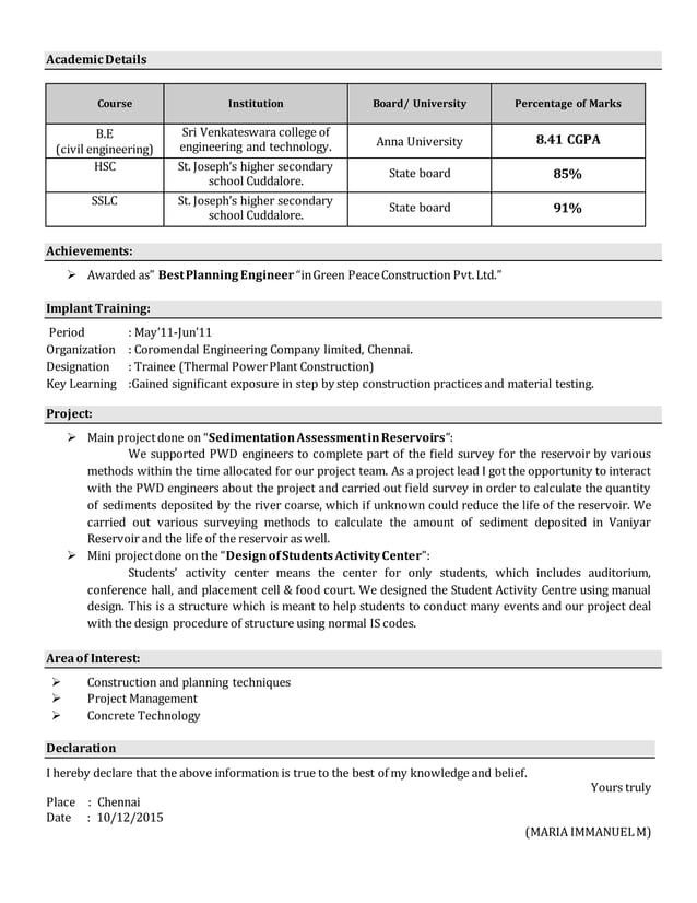 planning Engg updated Resume | PDF