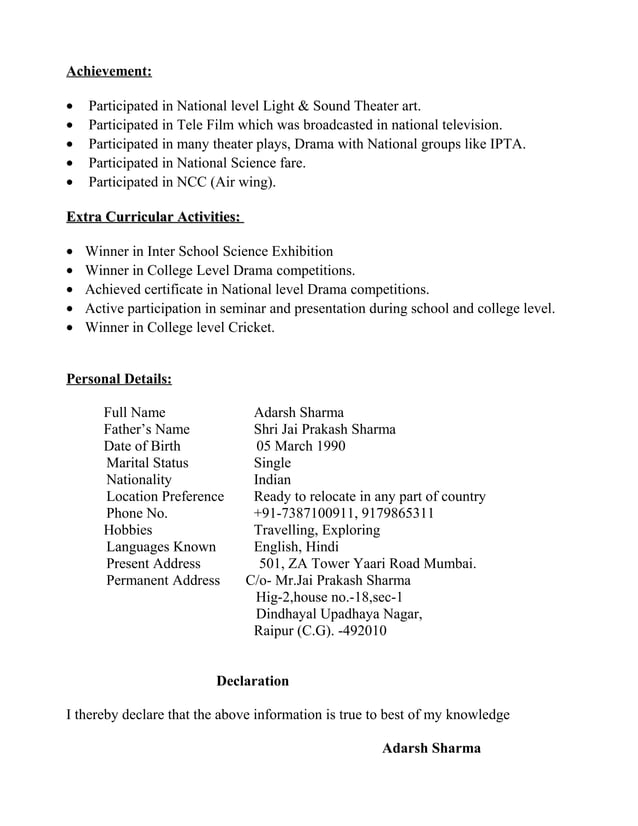 Adarsh_Sharma_cv for CH | PDF