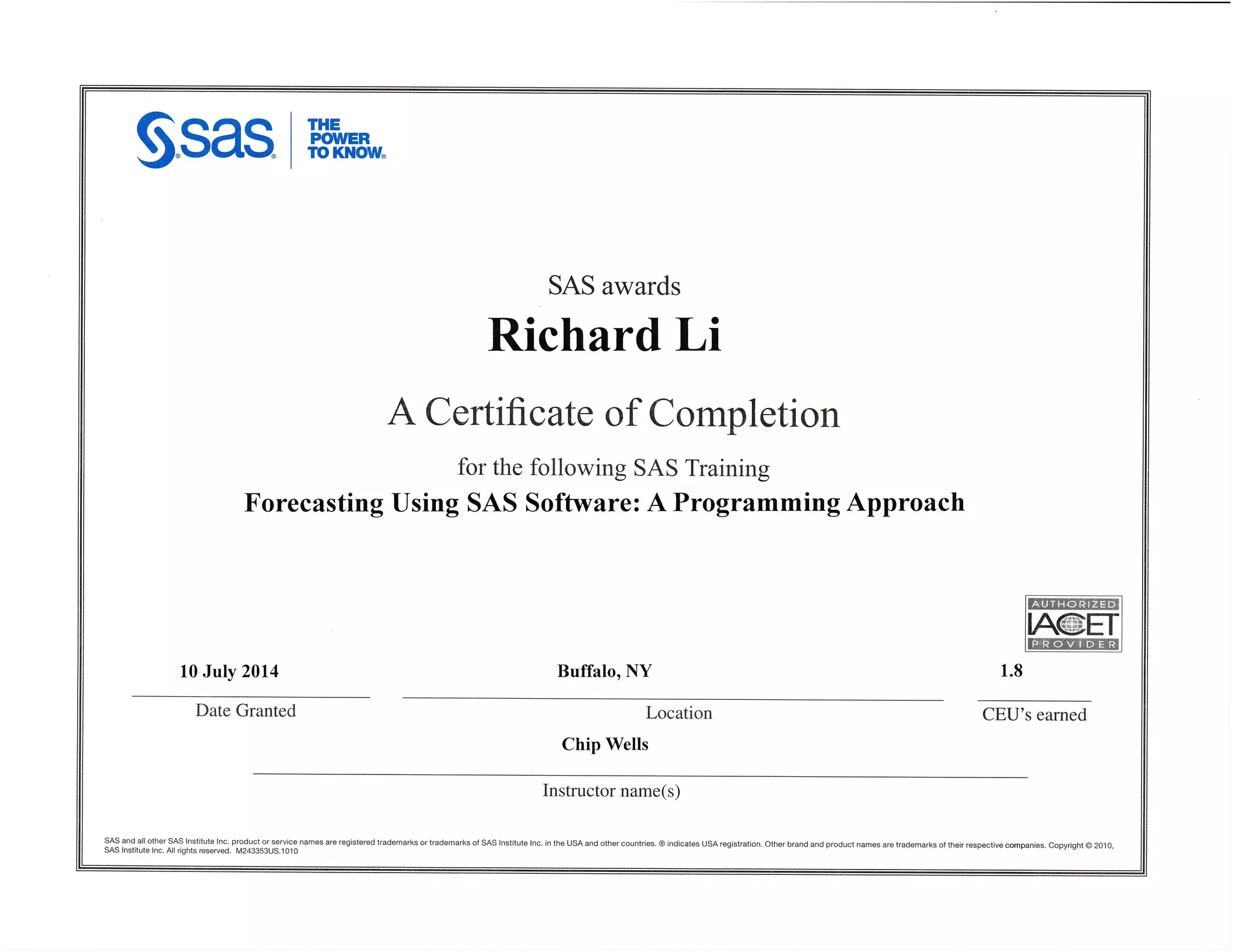 SAS certificate | PPT