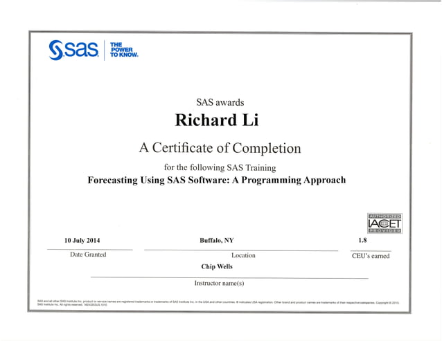 SAS certificate | PPT