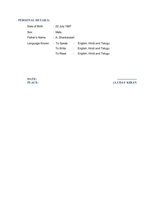 Uday Kiran Updated Resume | PDF