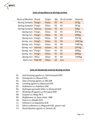 Industrial report on dyeing-finishing section MKCL | PDF