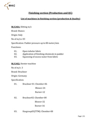 Industrial report on dyeing-finishing section MKCL | PDF