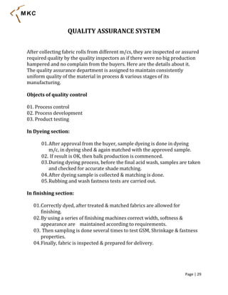 Industrial report on dyeing-finishing section MKCL | PDF