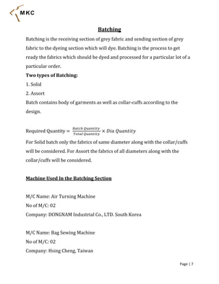 Industrial report on dyeing-finishing section MKCL | PDF