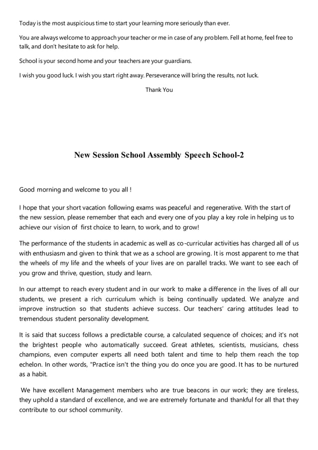 New session school speech | DOCX