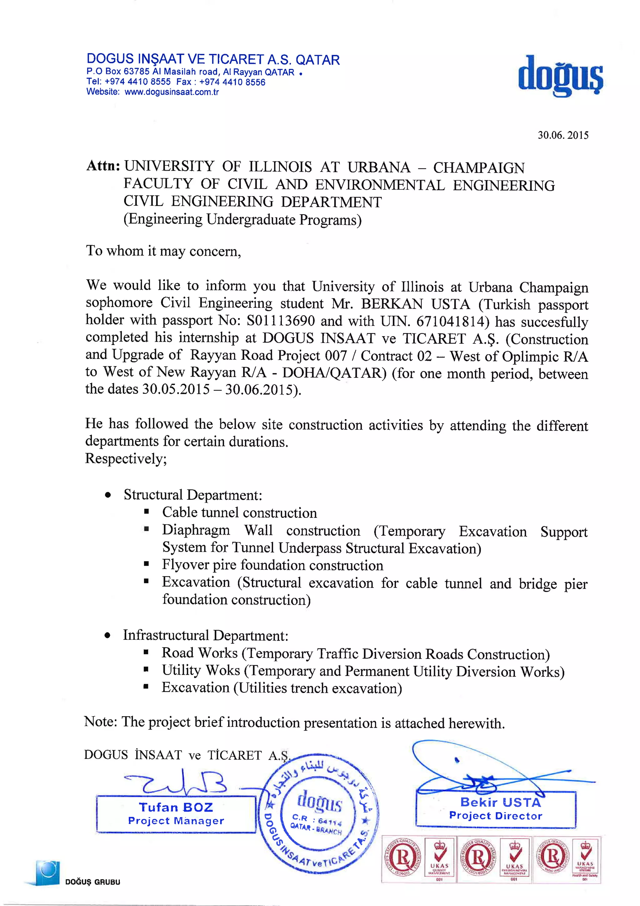 Berkan Internship Doc.PDF