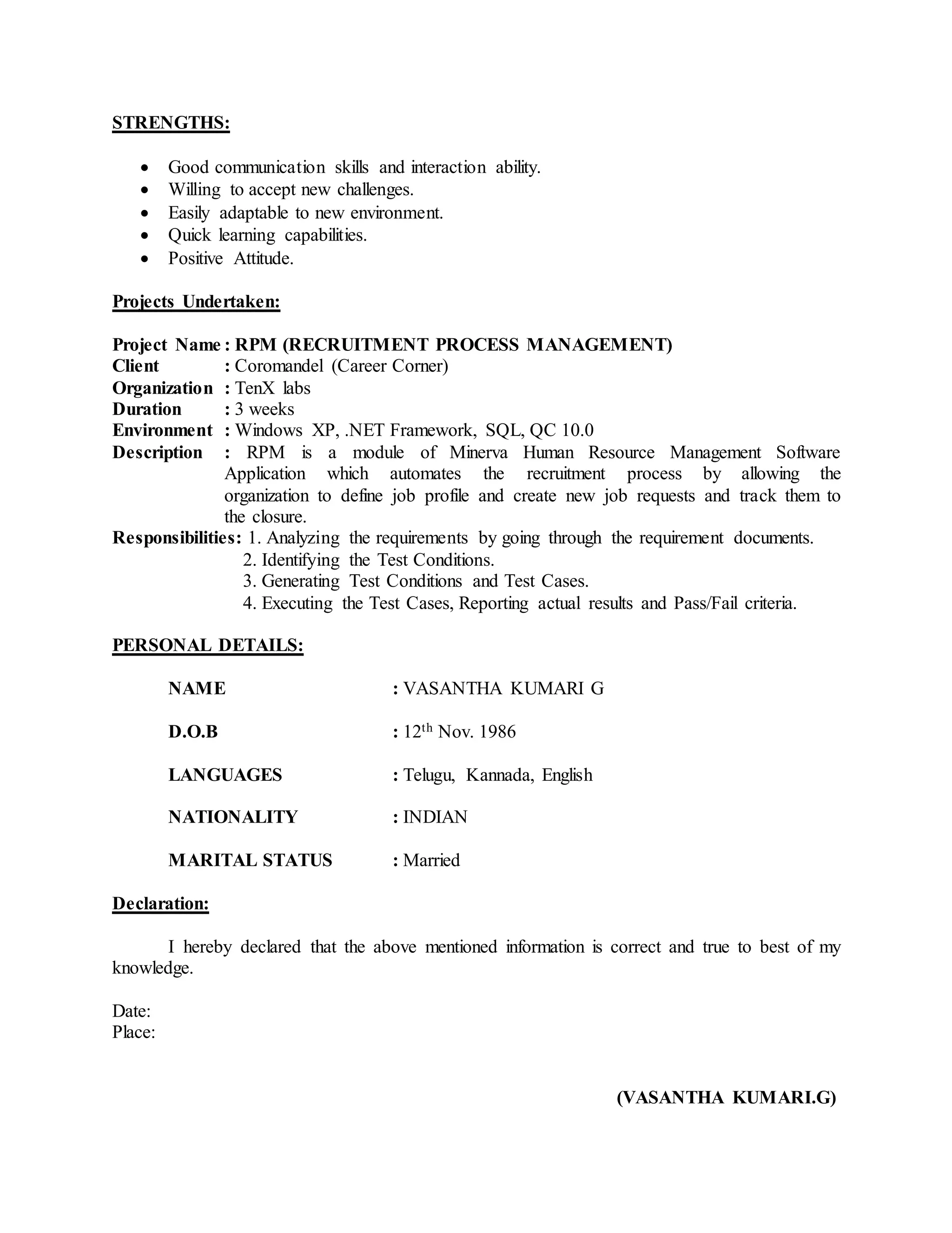 Vasantha Resume | DOCX