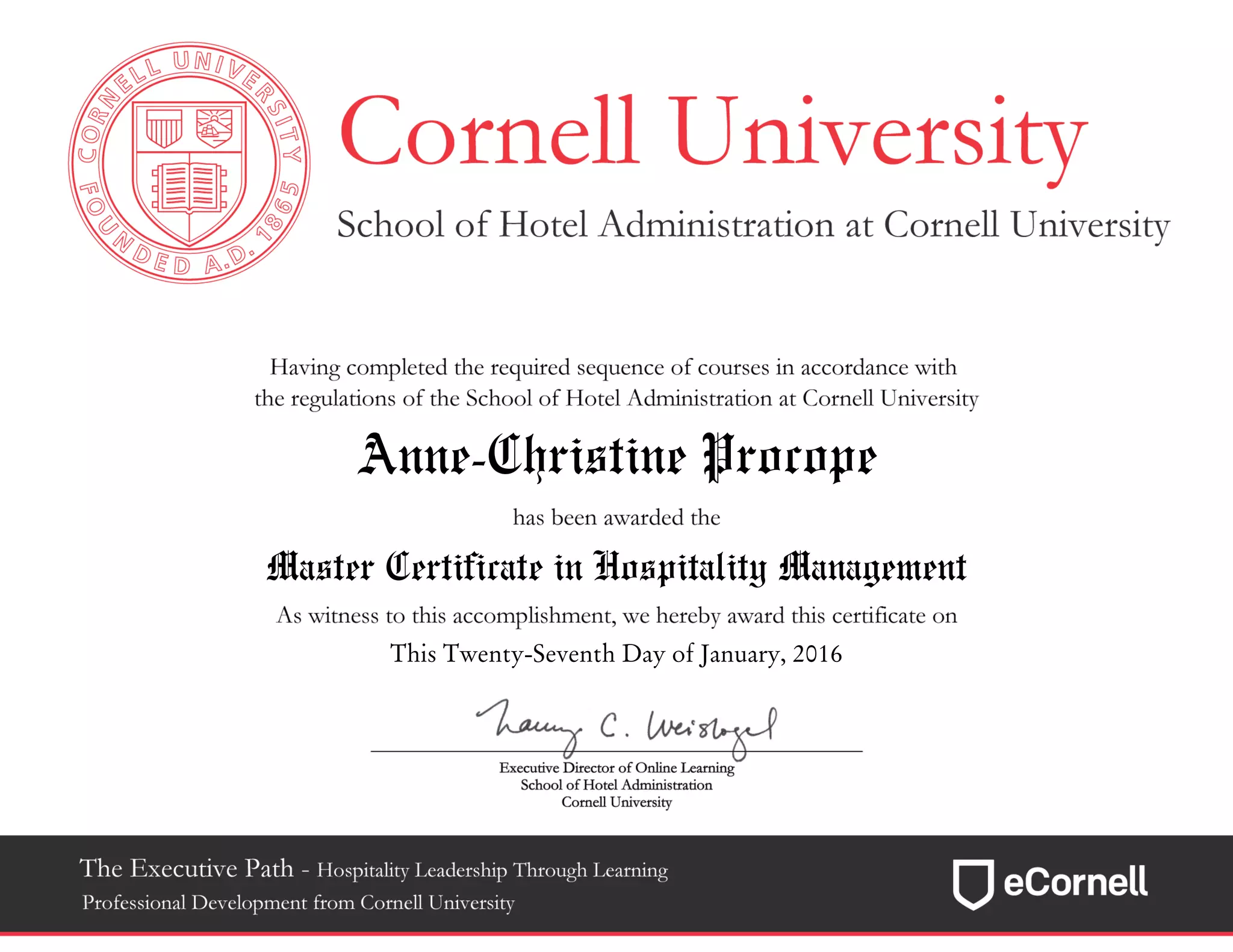 Cornell University Master Certificate in Hospitality Management | PDF