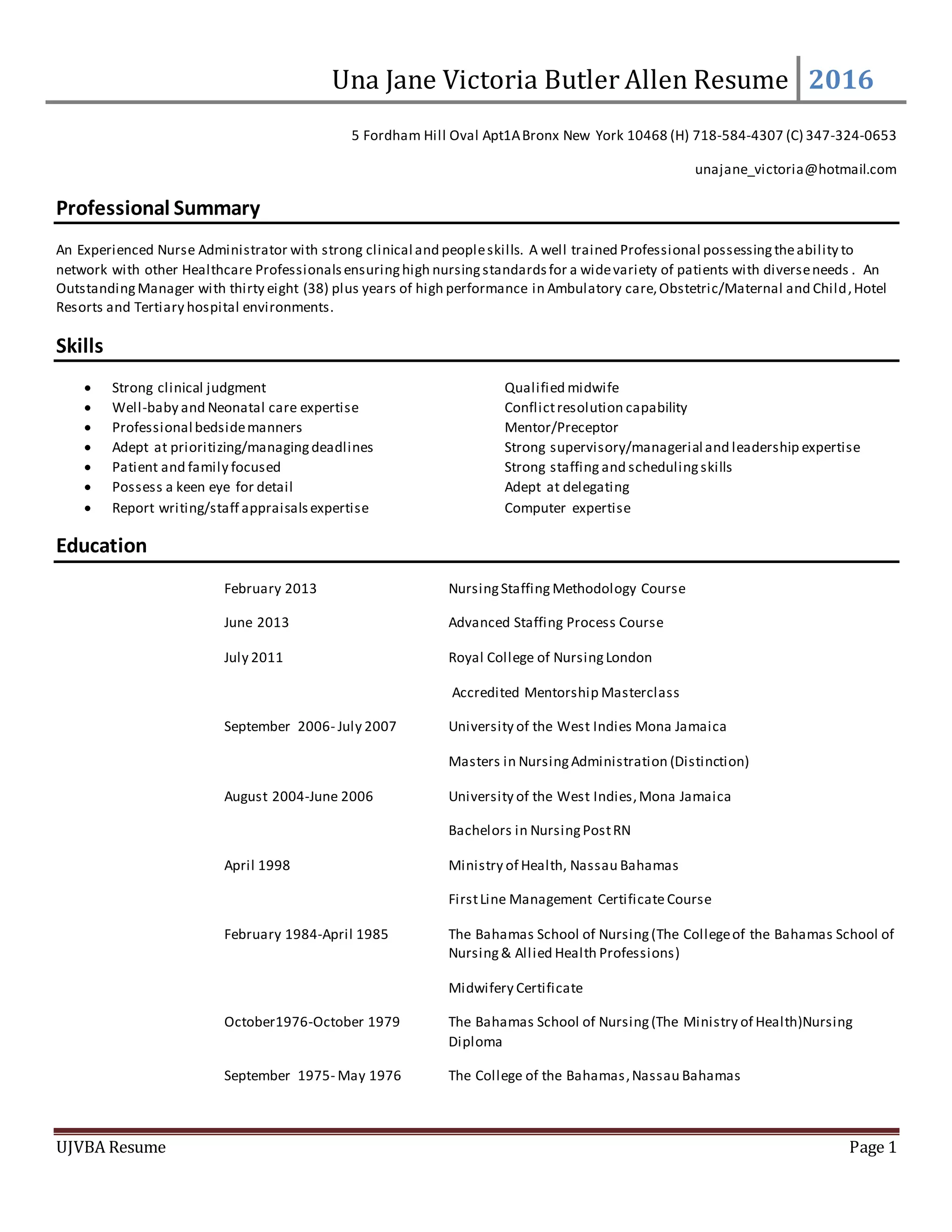 Una Allen Resume | DOCX