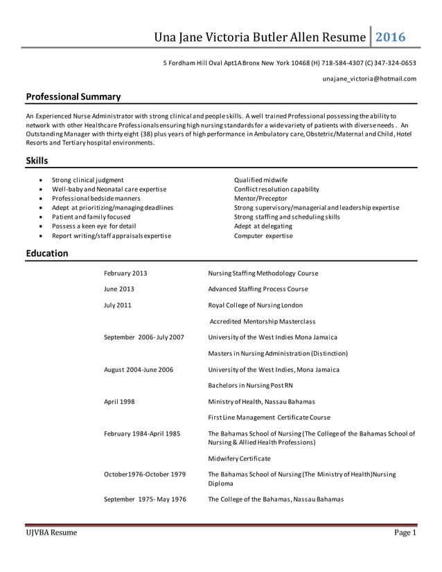 Una Allen Resume | PDF