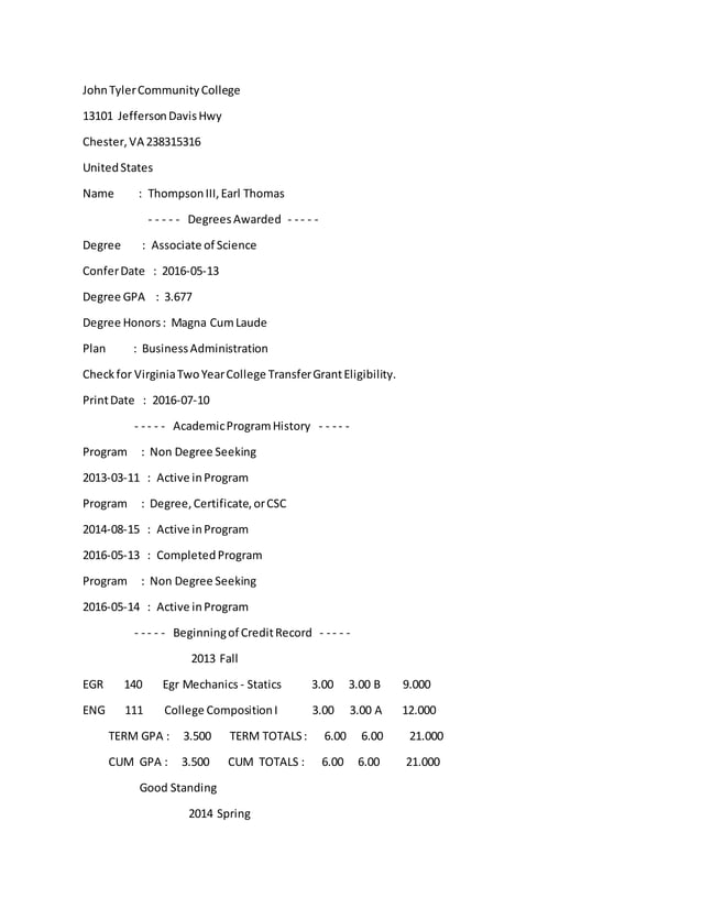 Transcript | DOCX | Undergraduate Education | College Education