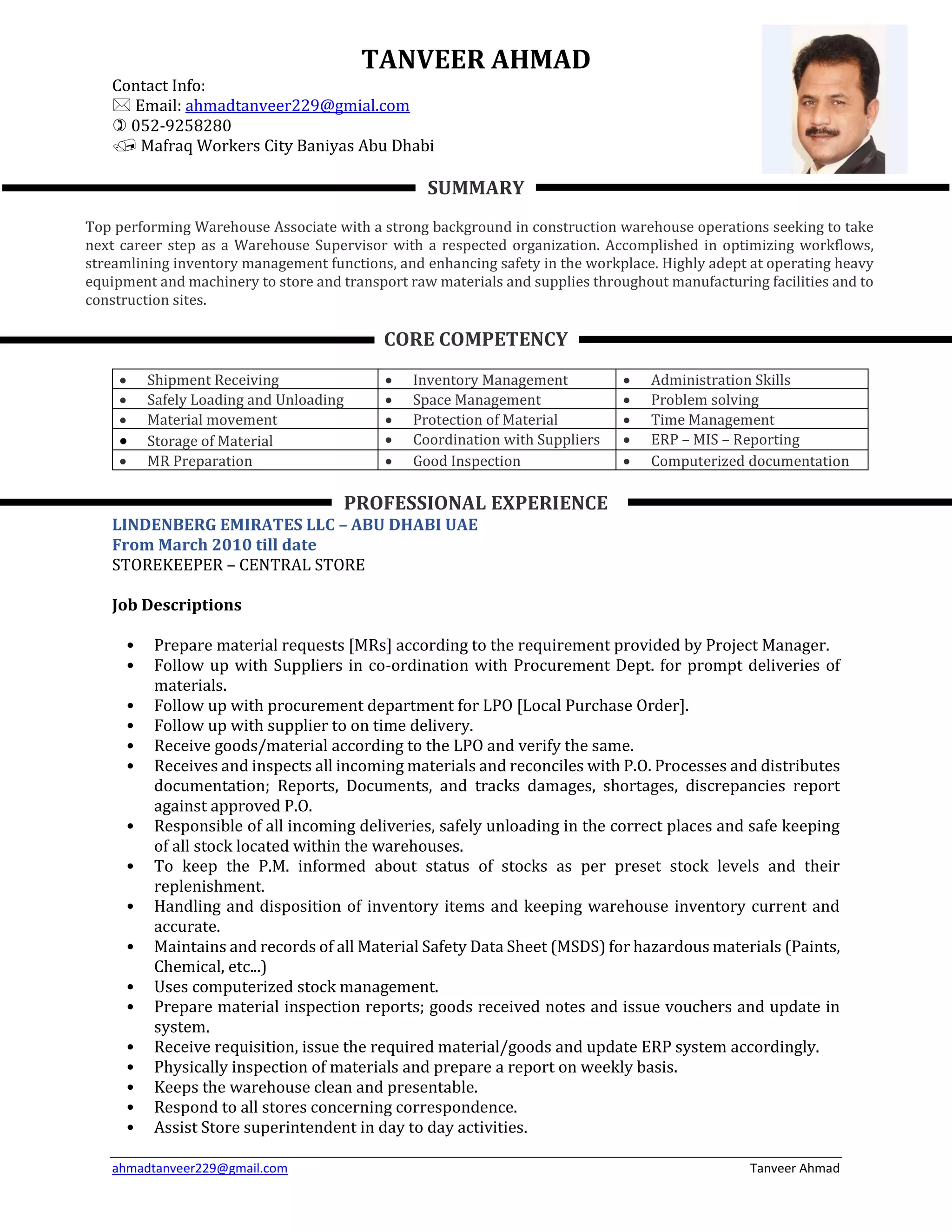 Tanveer Ahmad CV | PDF