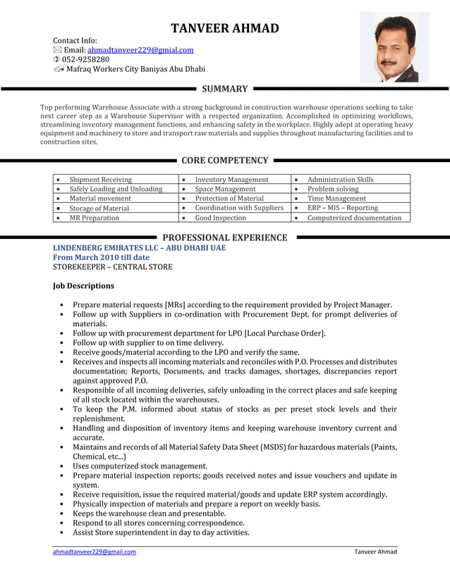 Tanveer Ahmad CV | PDF