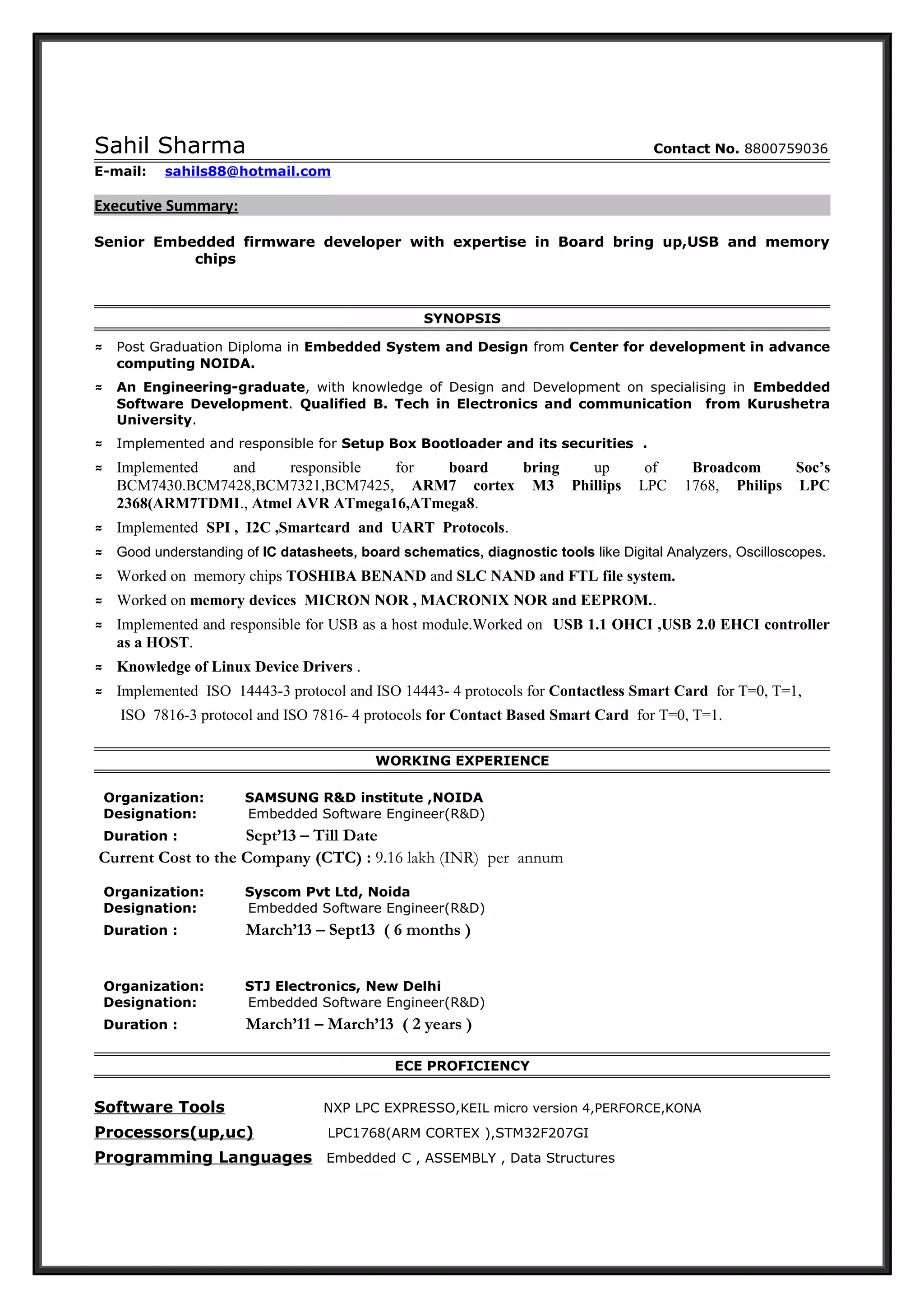 Sahil_Resume | DOC | Operating Systems | Computer Software and Applications