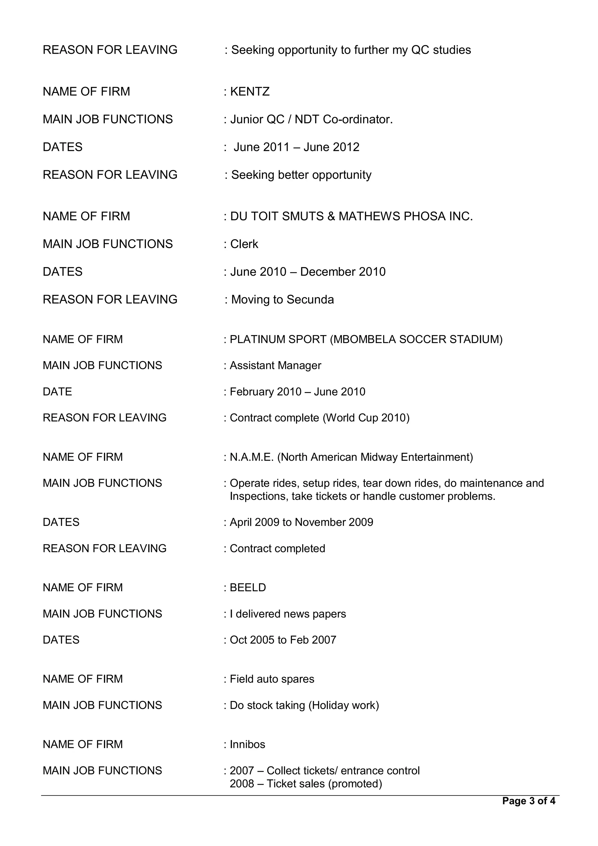 CV - D C BOTHA (December 2014) | PDF