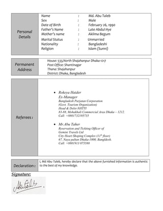 Resume of Mr Abu Taleb | PDF