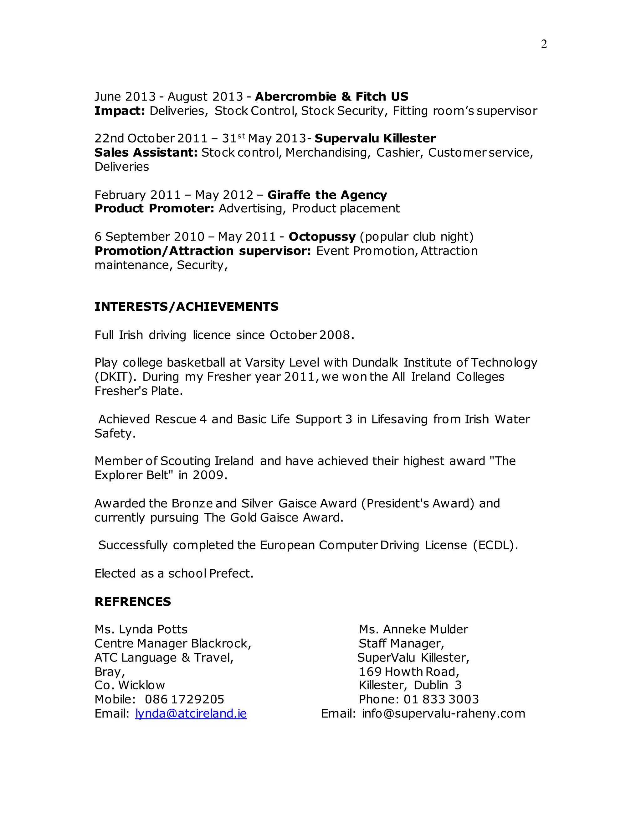 Cian Dillon CV | DOCX