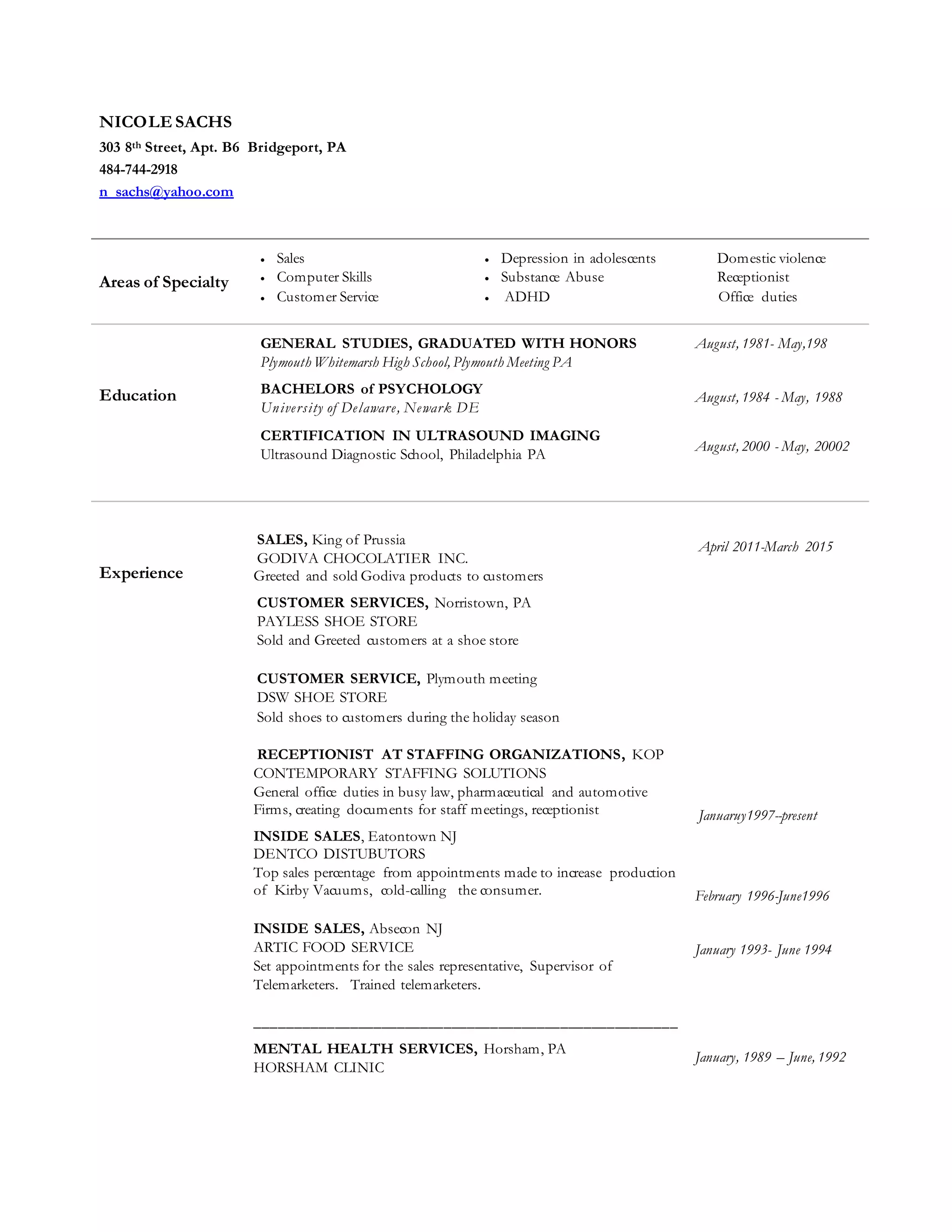NICOLE SACHS, RESUME | DOCX
