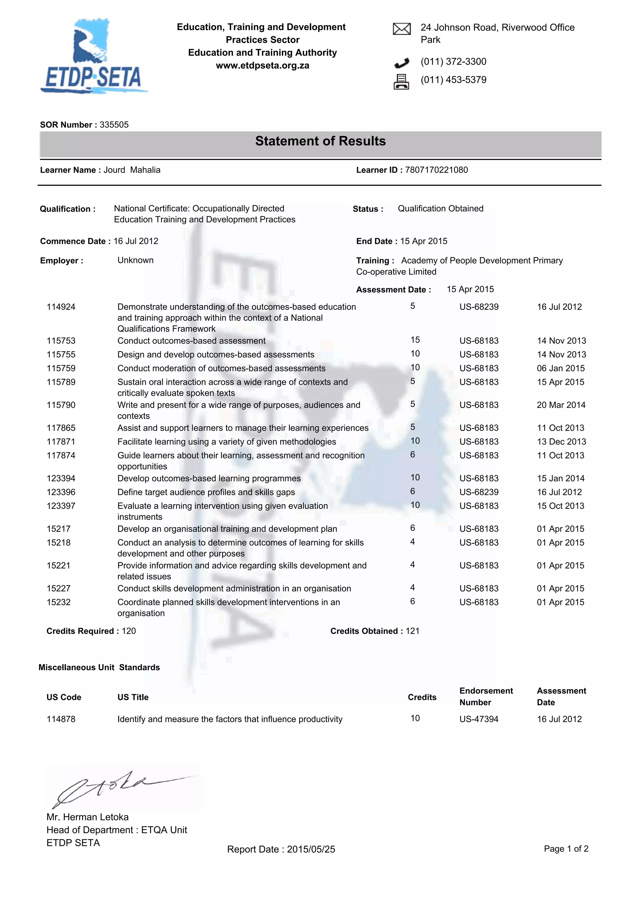 sor Mahalia Jourd updated | PDF