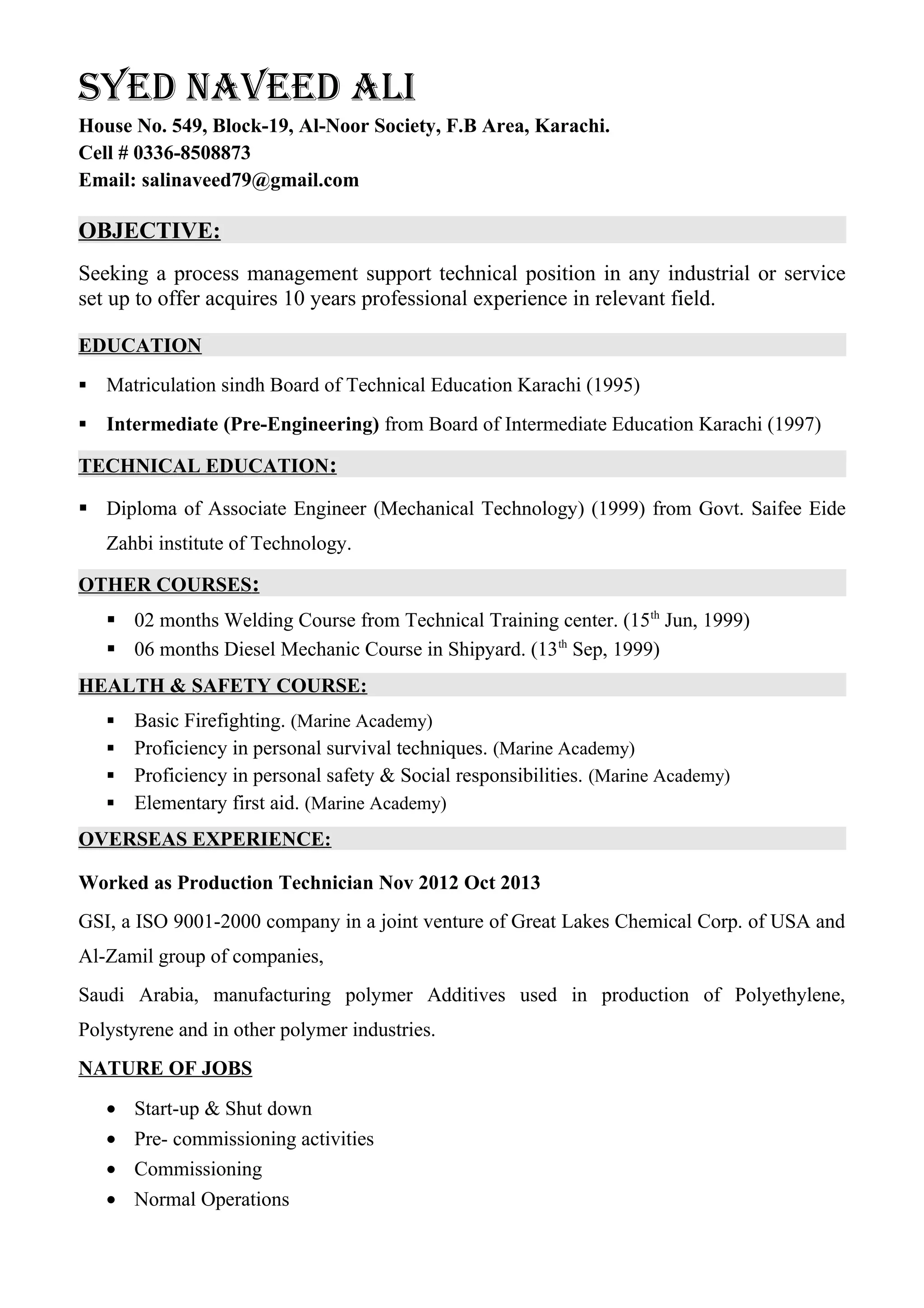SYED NAVEED ALI cv | PDF