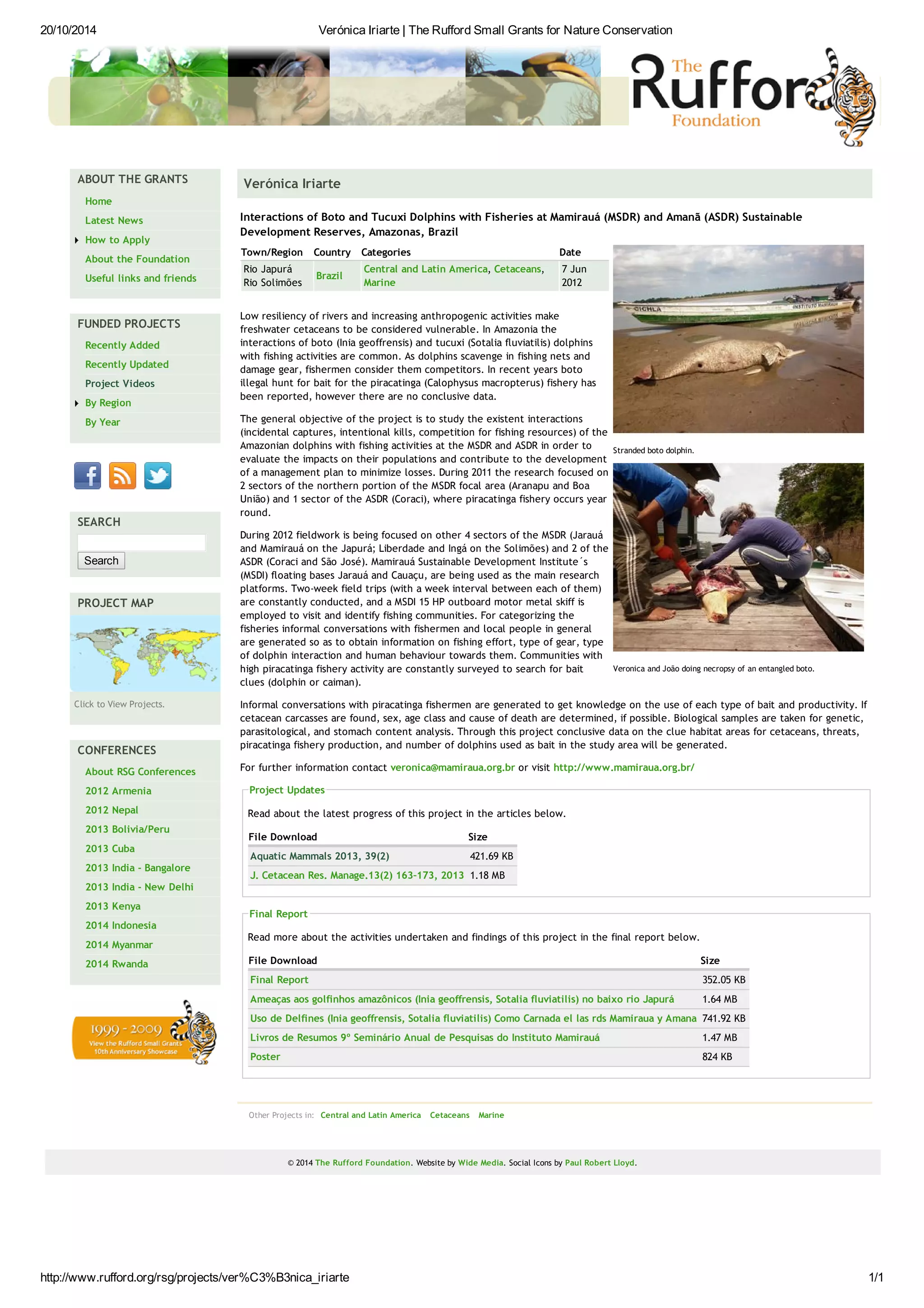 Verónica Iriarte _ The Rufford Small Grants for Nature Conservation | PDF