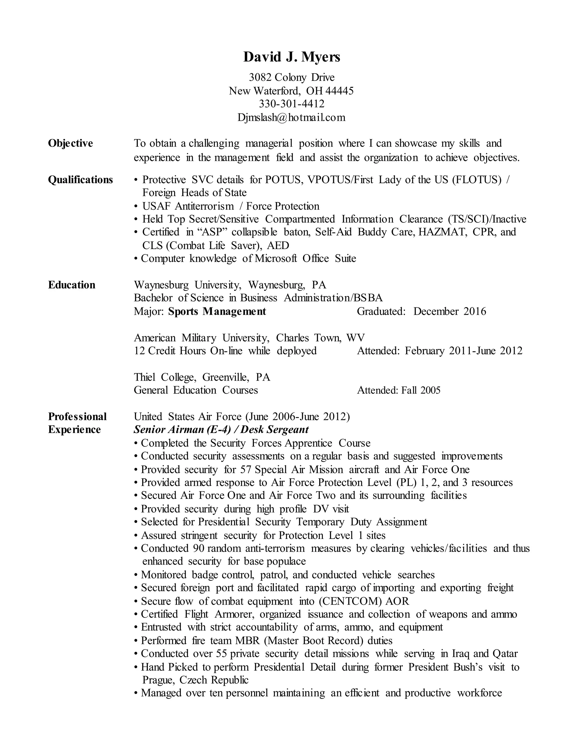 David Myers Resume | DOCX