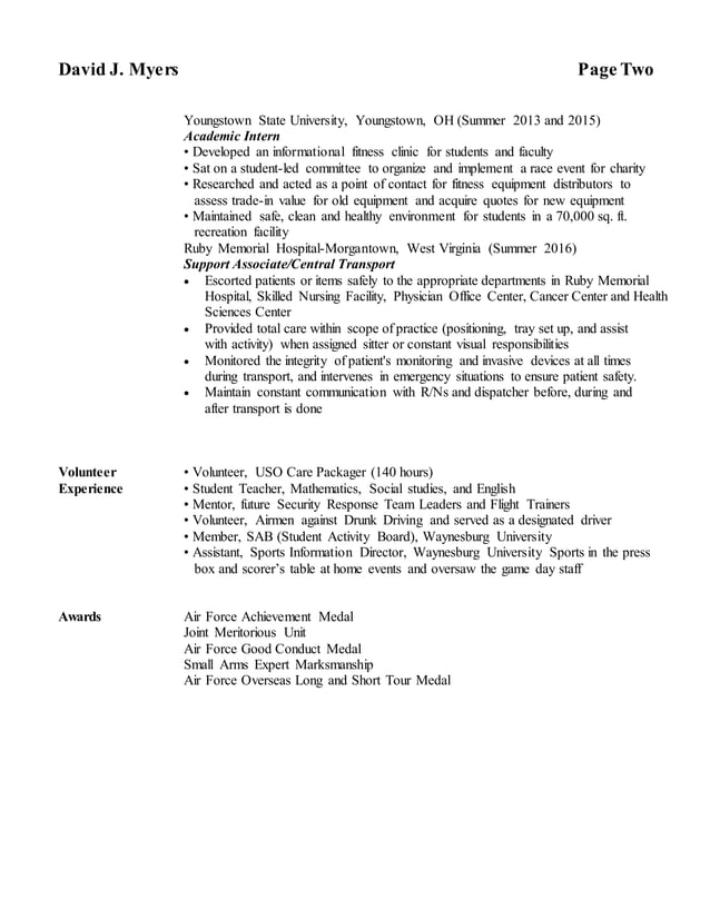 David Myers Resume | DOCX | Defense Industry | Industries