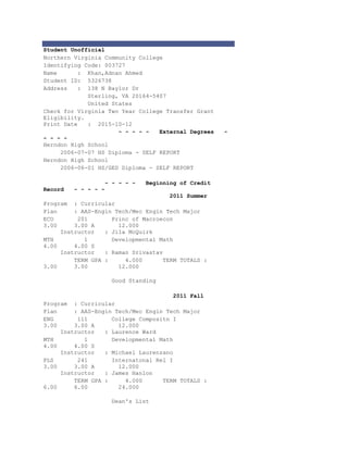 NOVA Transcript unofficial | PDF