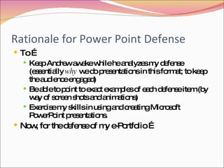 E-Portfolio Defense | PPS | Web Design and HTML | Internet
