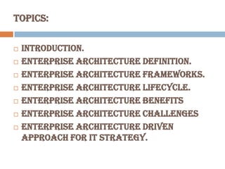 Introduction to Enterprise Architecture | PPTX