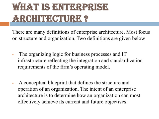 Introduction to Enterprise Architecture | PPTX