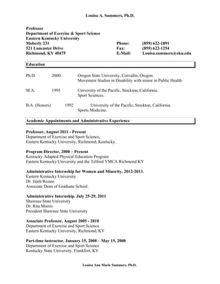 Summers Curriculum Vita | PDF