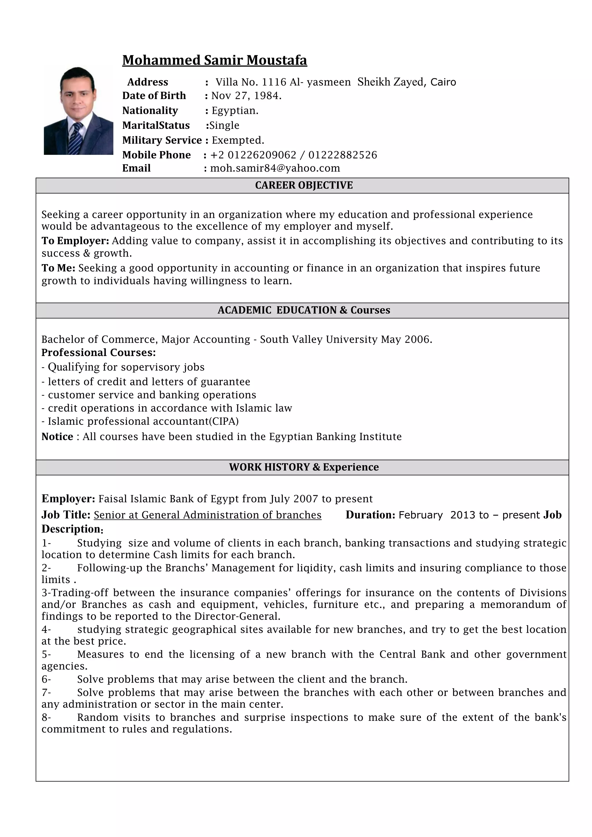 mohamed samir c.v | PDF | Financial Regulation | Economy