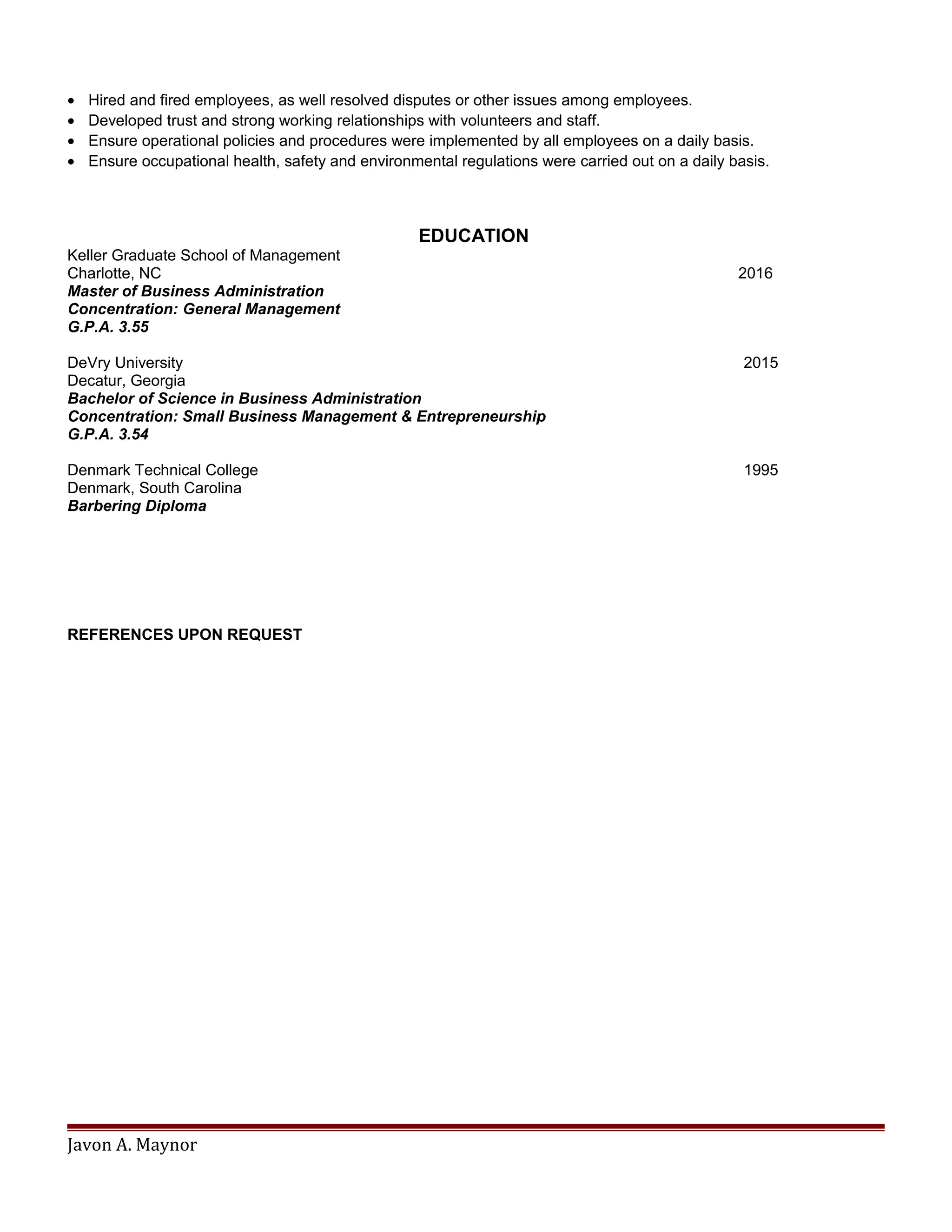 Javon Resume | DOC