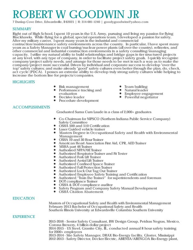 Robert W Goodwin Jr Resume 1 | PDF