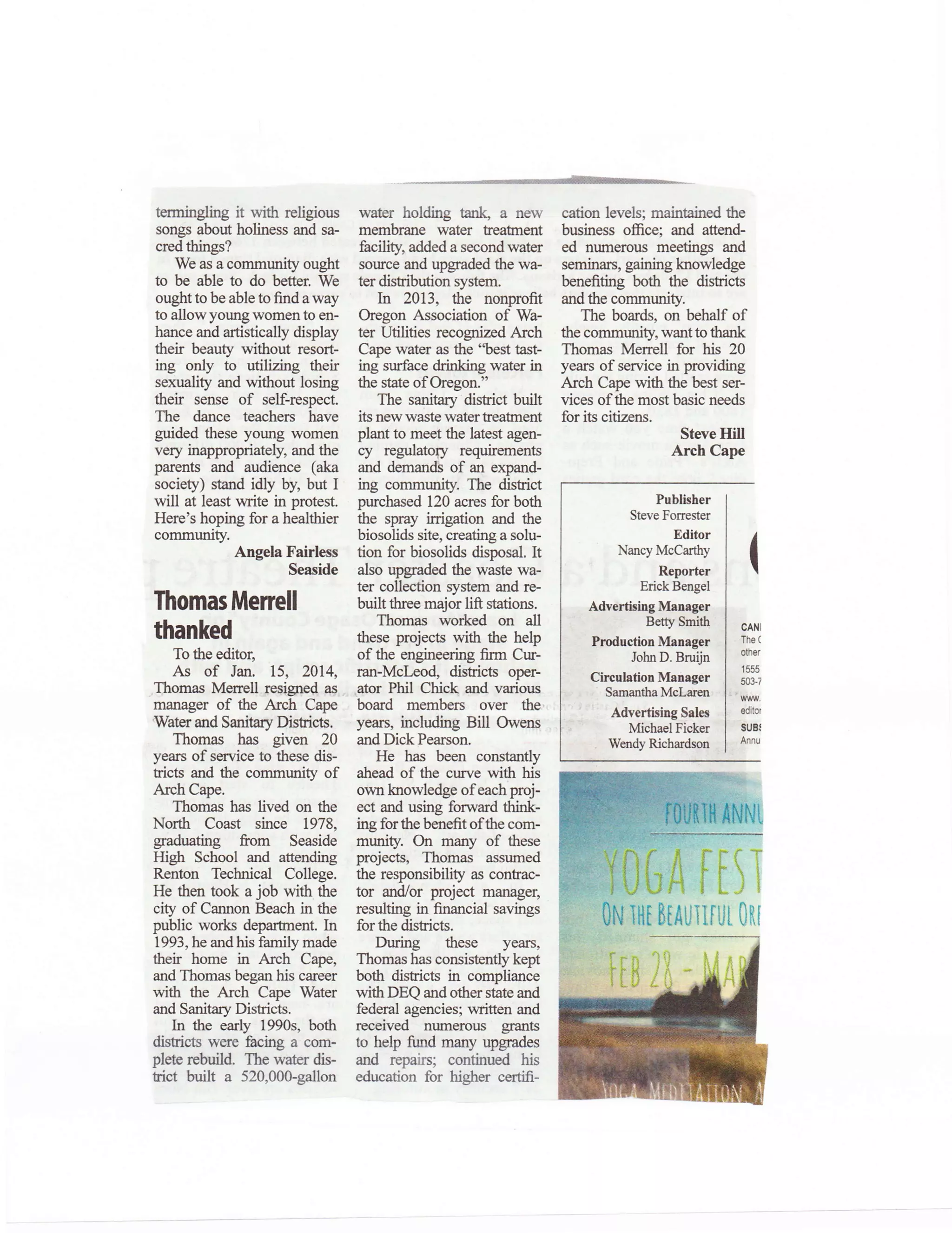 letters of Appreciation from the community of Arch Cape | PDF