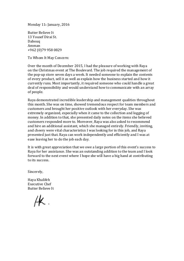 Raya reference letter