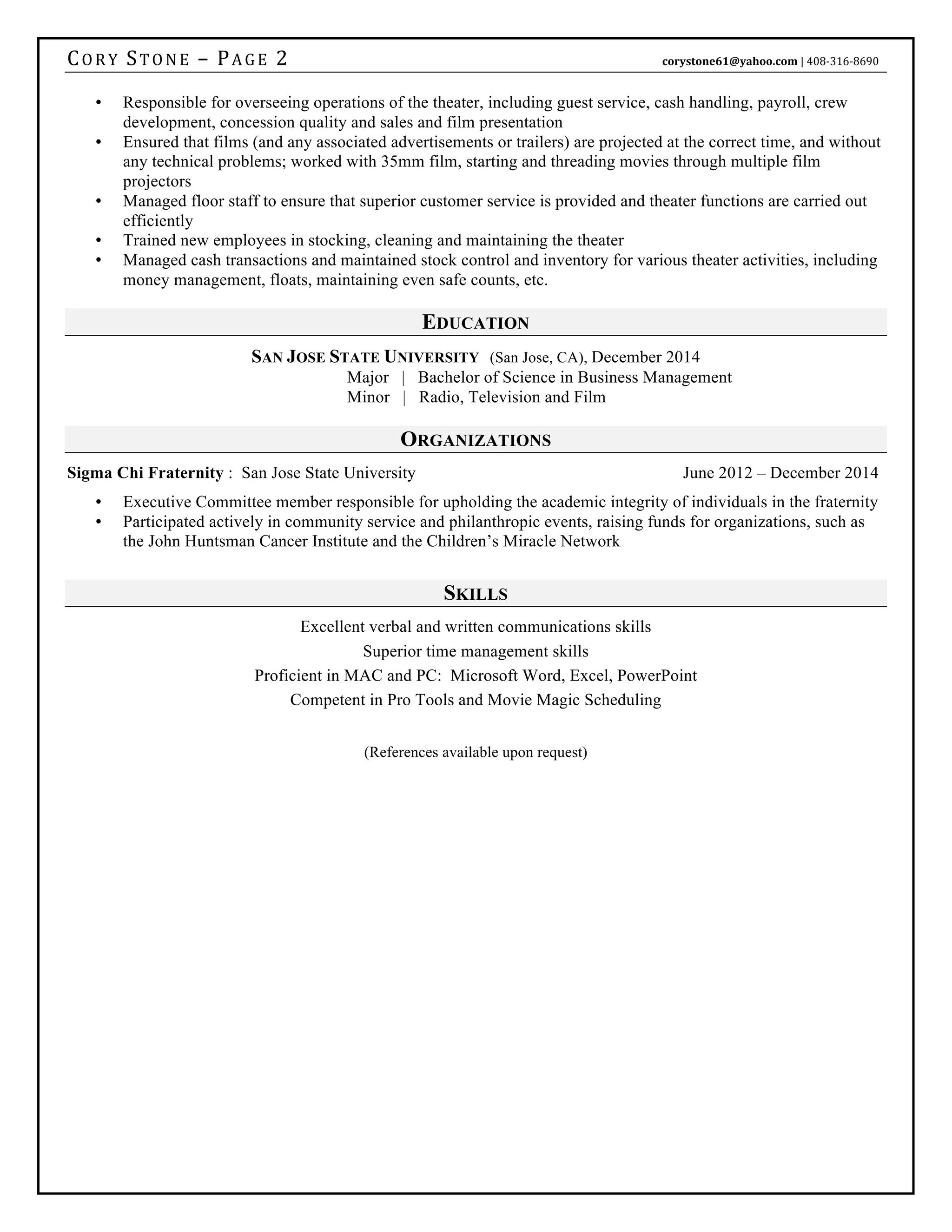 Cory Stone Resume | PDF