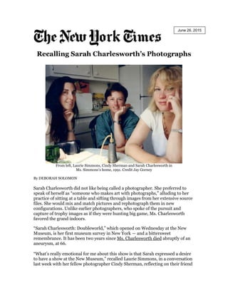 FINAL Sarah Charlesworth Press Highlights Report | PDF