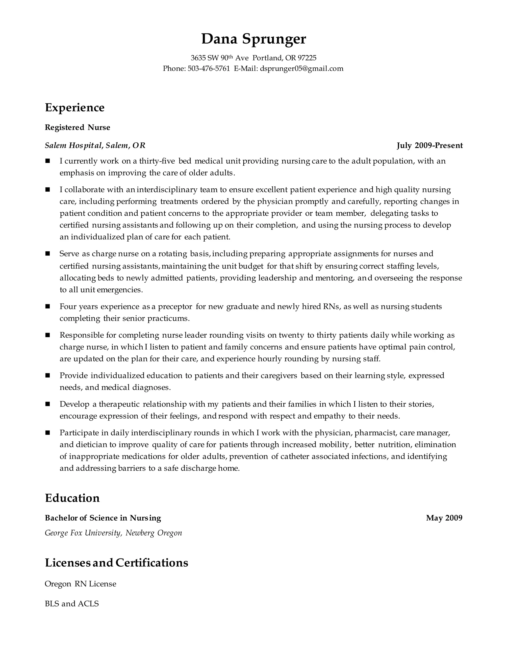 Dana Resume Template | DOCX