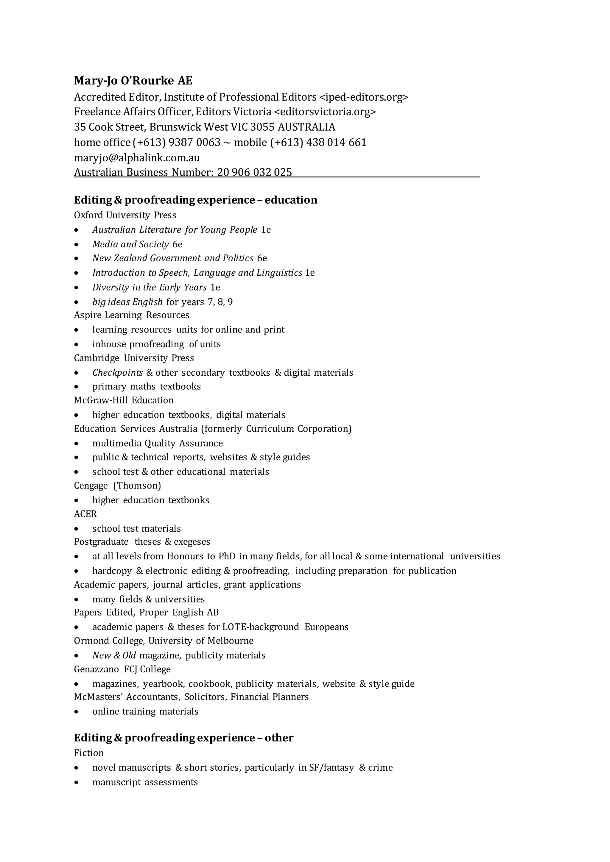 MJO'R_cv brief_March2016 | DOCX | Freelance Writing | Content Production