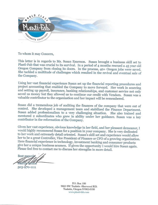 Plasti-Fab Reference Letter | PDF