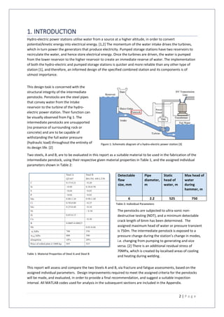 Penstock Design for a Hydro-electric Pumped Storage Station Report ...