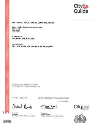 NVQ 2 & 3 Engineering maintenance (Electrical) | PDF