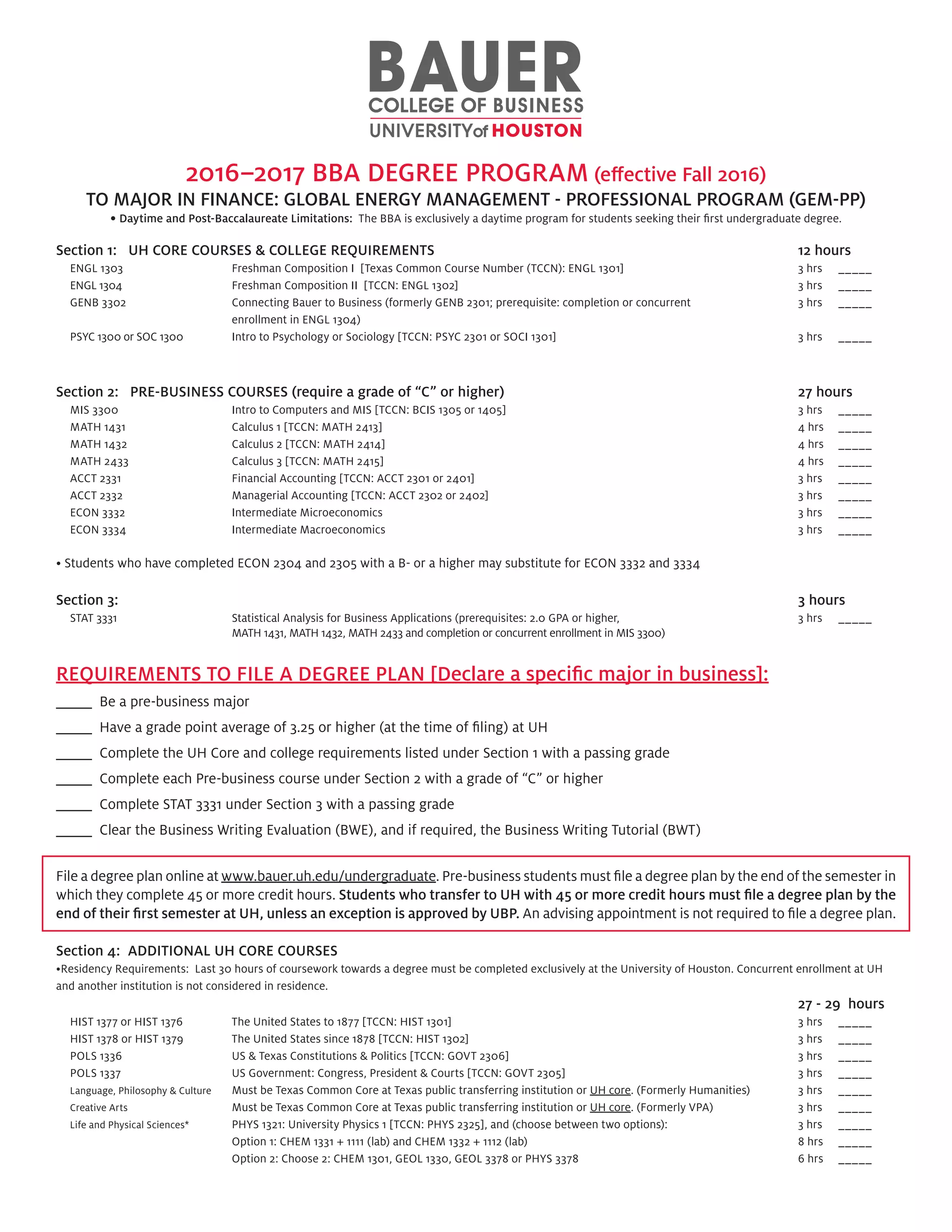 Uh Biology Degree Plan